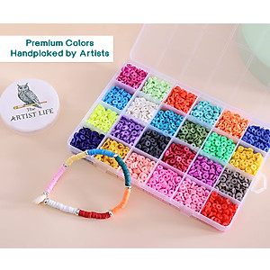 The Artist Life 6000 Clay Heishi Beads Bracelet Making Kit, 24 Colors with 1000+ Letters & Decorative Beads, 6mm Flat Polymer Clay Beads, DIY Jewelry Making Kit, Craft Kit, Bracelets, Necklaces