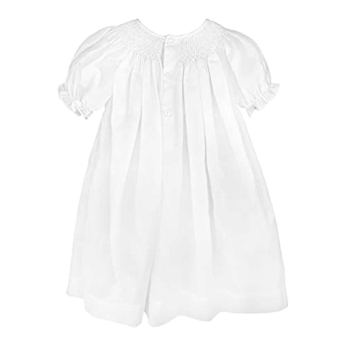 Petit Ami Baby Girls' Bishop Smocked Daydress, Newborn, White