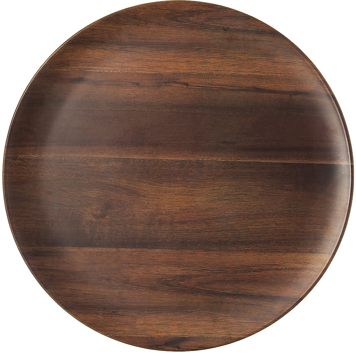 Carlisle FoodService Products Epicure Plastic Round Platter, 18 Inches, Dark Woodgrain