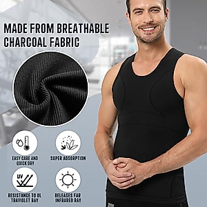 PODFAN Gynecomastia Compression Shirt for Men, Slimming Tank Top Undershirts, Mens Body Shaper Vest(Black,X-Large)