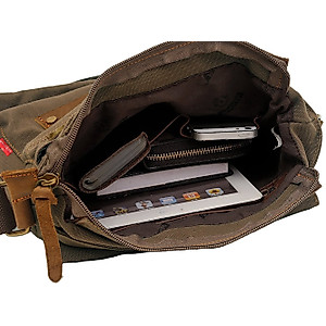 AIBAG Messenger Bag, Vintage Small Canvas Shoulder Crossbody Purse (Army Green)