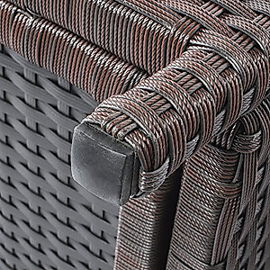 Outdoor Patio Wicker Storage Container Deck Box made of Antirust Aluminum Frames and Resin Rattan, 86-Gallon (Brown) (Large, Brown)