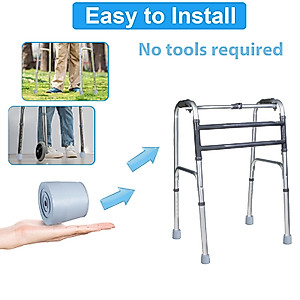 4 Pack 1 1/8 inch Walker Tips Commode Tips Heavy Duty Crutch Tips Replacement Rubber Cane Tips Rubber Crutch Tips for Walkers, Commodes, Shower Chairs, Canes Leg, Gray