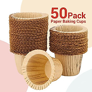 Suice Paper Cupcake Liners 50pcs, Disposable Muffin Baking Cups Natural Color Parchment Cupcake Liners Holiday Cupcake Wrappers Mini Cupcake Cups for Wedding Party Serving, Birthday Desserts,Gathering