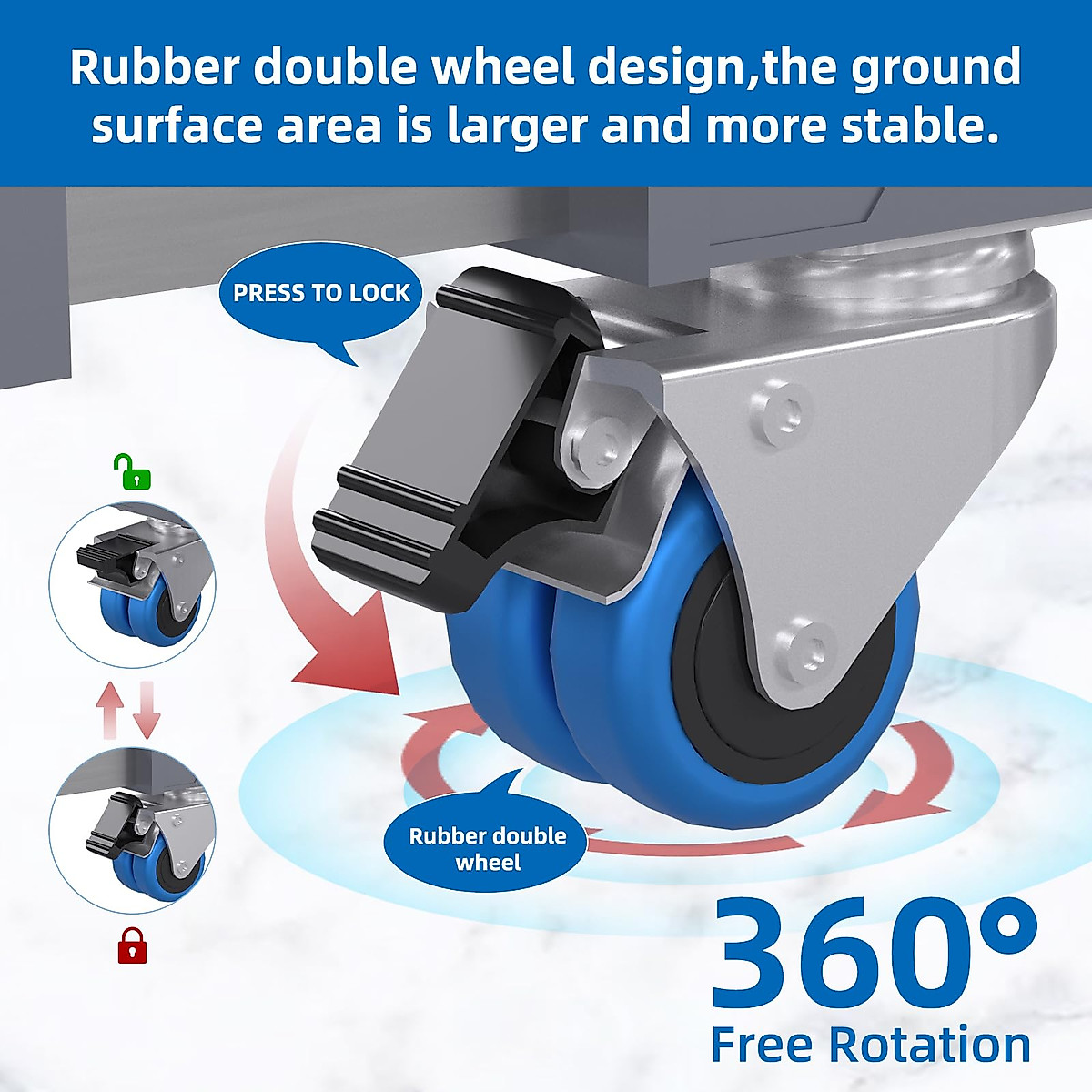 XHGMX Fridge Stand Mobile Base with 8 Locking Wheels and 4 Strong Feet 27.5"-35.4" Adjustable Dolly Washing Machine Stand Base, for Furniture Refrigerator Dryer Stand(Black)