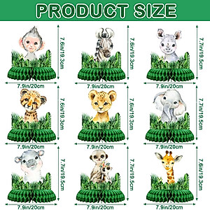 9 Piece Safari Honeycomb Centerpieces, Jungle Animals Baby Shower for Table Decorations, Safari Themed Birthday Party Supplies, Wild One Birthday Party Decorations for Boys Kids