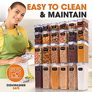 Cheer Collection Airtight Food Storage Containers Set of 24, Pantry Organizers and Storage, Stackable Food Storage Containers with Lids, Dry Food Storage Containers for Flour, Sugar, Pasta & More