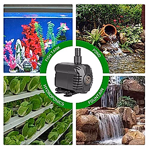 AquaMiracle 1160GPH Submersible Water Pump with 11.5ft High Lift, Pond Pump Aquarium Pumps for Fish Tank, Fountain, Waterfall, Statuary, Water feature, Hydroponics