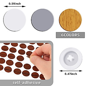 576 Pcs Screw Cap Stickers and 120 Pcs Screw Cap Screw Covers Self Adhesive PVC Screw Hole Stickers Plastic Screw Cap Covers for Wood Screws Furniture Cabinet, Mixed Color