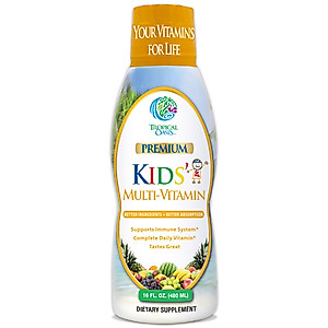 Premium Liquid Multivitamin For Kids | Sugar Free Kids Vitamins | 100% DV of 14 Vitamins for Kids | Multivitamin for Children Ages 4+ | Great Tasting, Non-GMO, Max 98% Absorption Rate- 16 oz, 32 Serv