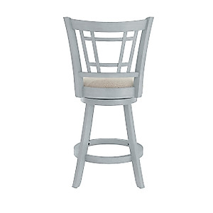 Hillsdale, Fairfox Wood Counter Height Swivel Stool with Rectangular Lattice Back, Blue Wire Brush