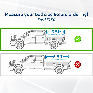 Syneticusa Retractable Hard Tonneau Cover Fits 2011-2024 Ford F-150 (incl. Raptor/Lightning) 5’6” (67”) Truck Bed Matte Black Aluminum Waterproof