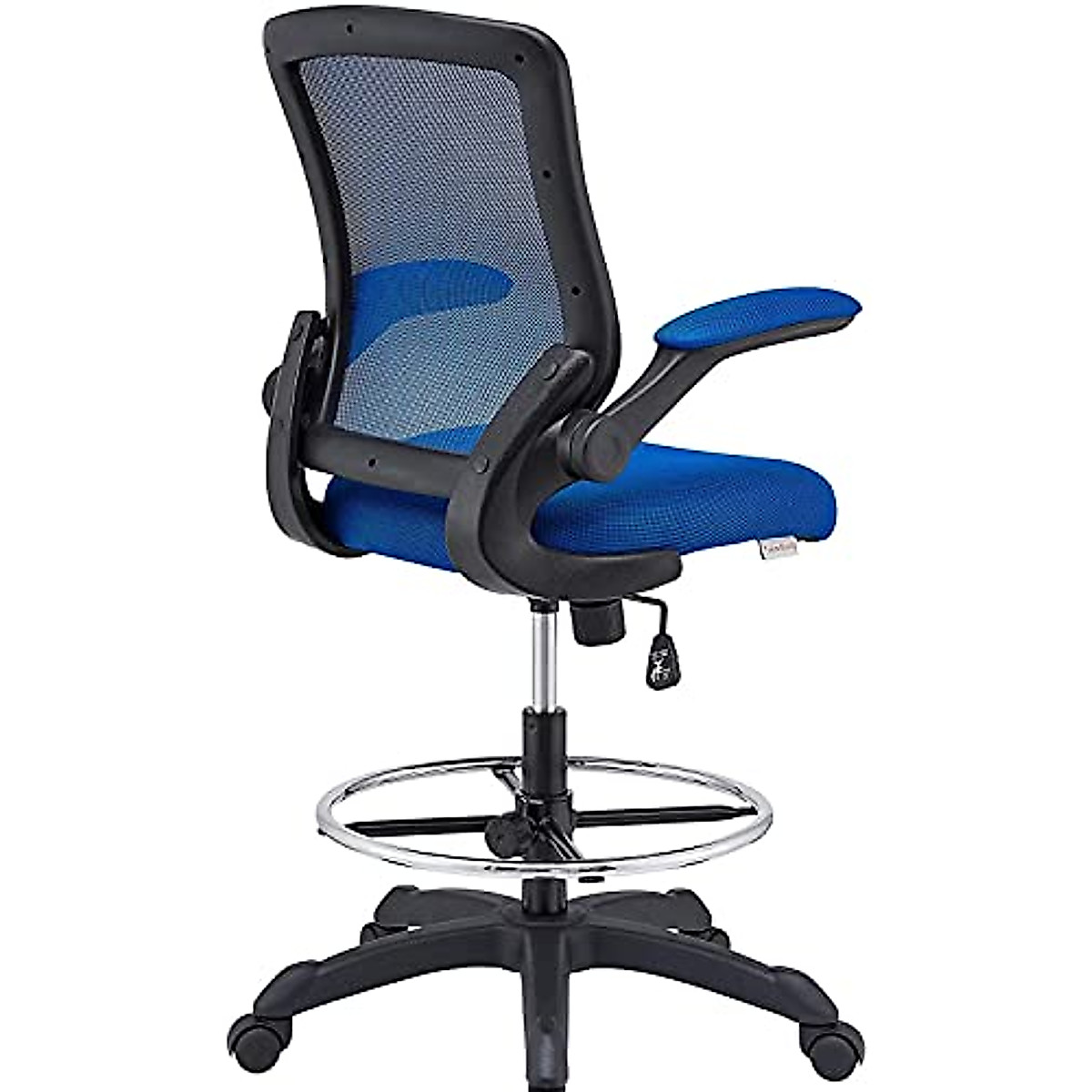 Modway Veer Drafting Chair - Reception Desk Chair - Flip-Up Arm Drafting Chair in Blue