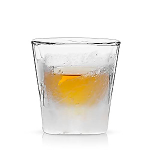 Viski Glacier Whiskey Glass, Double Walled Chilling Whiskey Glass, Active Cooling Gel, 6 Ounces, Clear Glass, Chilling Technology, Set of 1