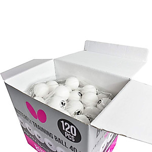 Butterfly 40+ Training Table Tennis Ball - White, 40mm Training Balls - Box of 120 - 40+ Training Balls are Comparable to a Three-Star Ball