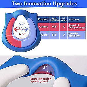 Potty Training Toilet Seat with Step Stool Ladder for Kids Children Baby Toddler Toilet Training Seat Chair with Soft Cushion Sturdy and Non-Slip Wide Steps for Girls and Boys (Blue White)