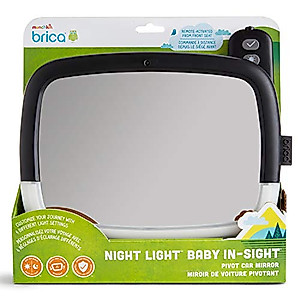 Munchkin® Brica® Night Light™ Pivot Baby in-Sight® Adjustable Car Mirror, Crash Tested and Shatter Resistant, Black