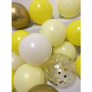 Pastel Yellow Cream Gold Balloons 12inch –Matte Pale Yellow Ivory White Balloons 60packs for Baby Bridal Shower Birthday Party Decorations (Bright Yellow)