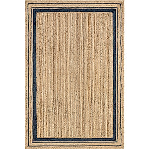 nuLOOM Rikki Coastal Braided Jute Area Rug, 9x12, Navy