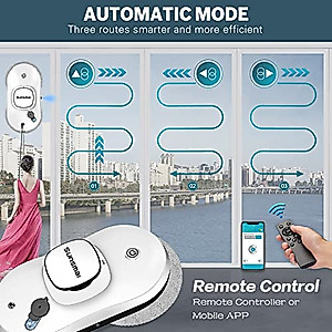 Window Cleaning Robot, SUNSMAI Smart Window Vacuum Cleaner with Automatic Water Spray, Remote Control Robot Window Washer for Windows/Tiles/Glass Door(White)