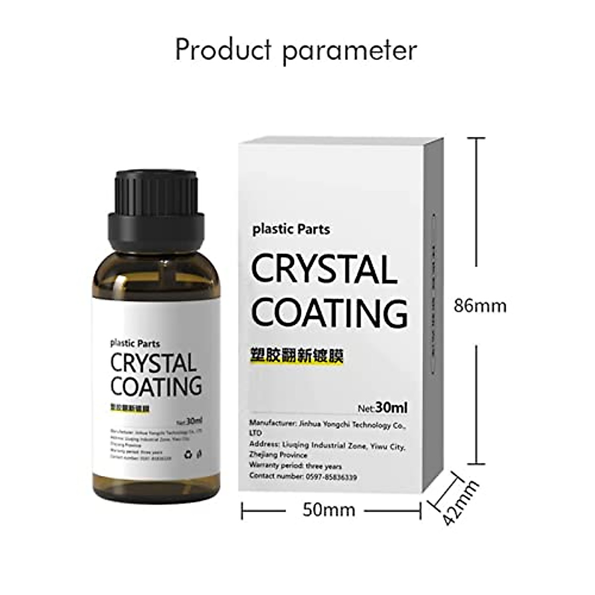 Plastic Parts Crystal Coating, Plastic Parts Crystal Coating for Car, Plastic Parts Refurbish Agent with Spong 30ML (2 Pcs)