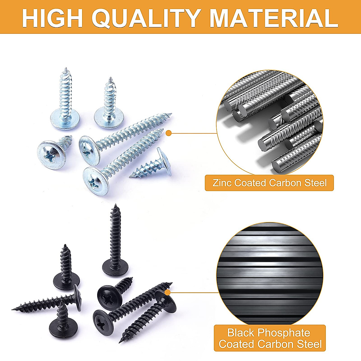 VIGRUE #8 Phillips Modified Truss Head Wood Screws Self Tapping Screws Assortment kit, 400PCS