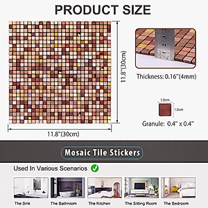 HomeyMosaic 10-Sheet Peel and Stick Backsplash Tile Stick on Kitchen Bathroom Fireplace Plaid Glass in Gradient Copper