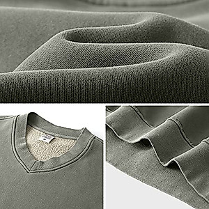 Sweatshirt for Women Acid Wash Athletic Hoodies Heritage Fleece V-neck Long Sleeve Hoodie Y2K Crop Pullover Women Sweatshirt Cotton Fleece Lined Hoodies Workout Pullover Shirt Green-L