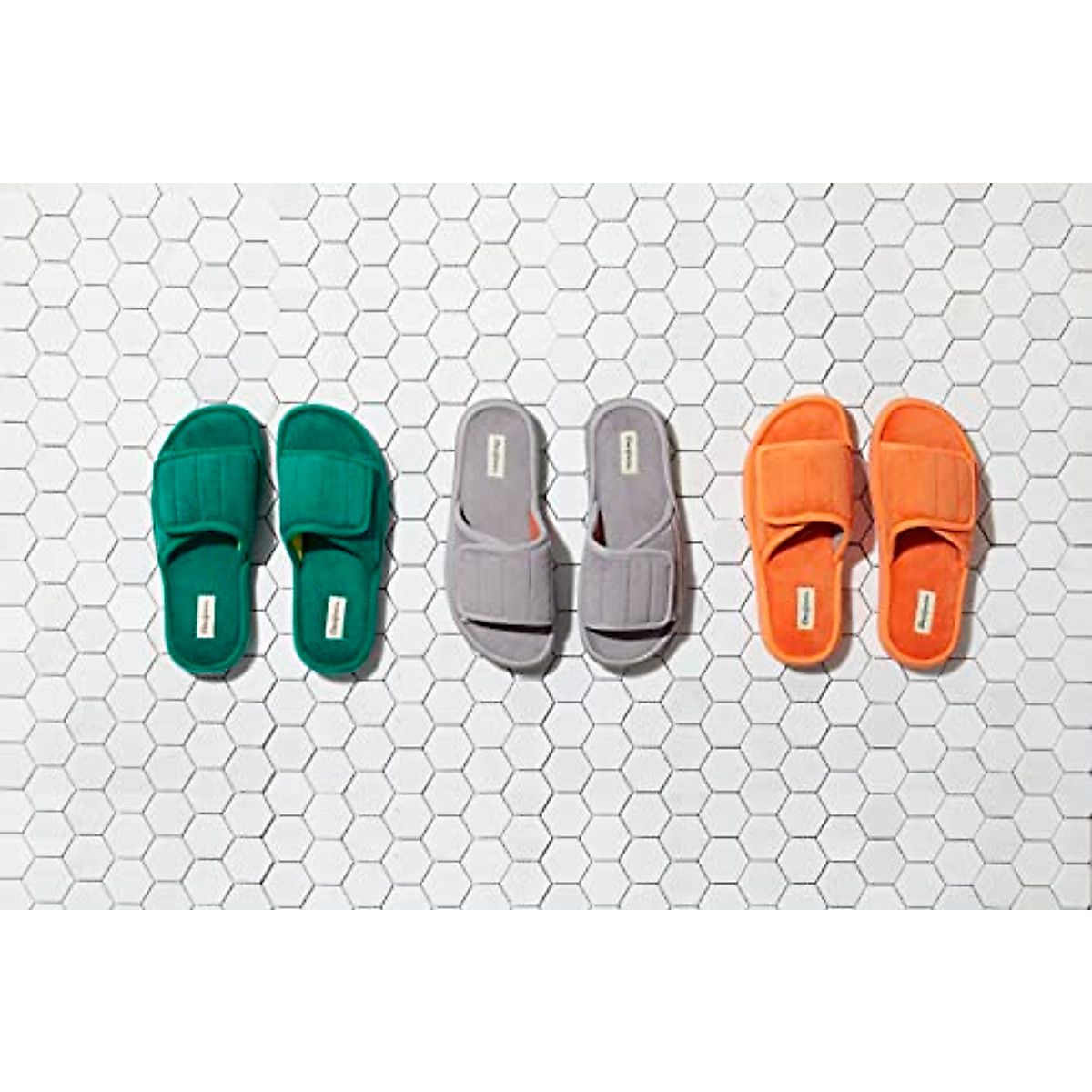 Dearfoams Men's Adjustable Indoor/Outdoor Memory Foam Machine Washable Summer Slide Slipper, Mandarin, 9-10