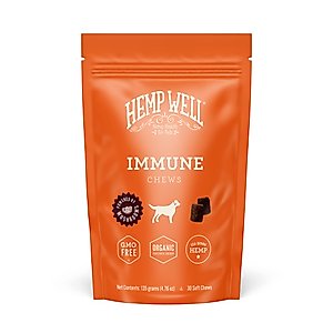 Hemp Well Immune - Allergy Support Dog Soft Chews - Long Lasting Relief for Seasonal Dog Allergies and Itching - Supports Healthy Skin and Immune System - Gut Health - Organic (30)