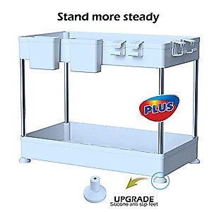 Under Sink Organizers and Storage, Venroii Cabinet Organizer, 2 Pack Under Sink Organizer for Kitchen Bathroom, Kitchen Organization and Storage (White)