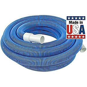 Poolmaster 33430 Heavy Duty In-Ground Pool Vacuum Hose with Swivel Cuff, 1-1/2-Inch by 30-Feet,Neutral & Swimline Weighted Flex Vacuum Head, Blue