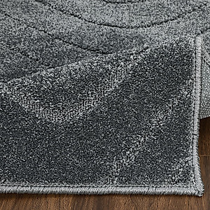 GarveeHome Modern Abstract Area Rug 8x10 Large Living Room Rug Non Slip Stain Resistant Indoor Throw Carpet Geometric Wave Floor Cover Contemporary Rug Boho Accent Rug for Bedroom, Grey