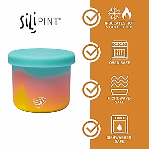 Silipint: Silicone 10oz Lidded Bowls: 2 Pack Aurora - Unbreakable, Flexible, Microwave-Oven-Dishwasher, Seasonal Color