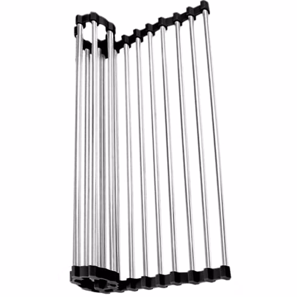 HEREOF Roll Up Dish Drying Rack for Kitchen Counter, Rolling Stainless Steel Sink Drying Mat Foldable Drainer for Kitchen Organization and Storage 17.5x11.8