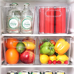 Moretoes 4 Pack Clear Plastic Storage Bins, Kitchen Organization Cabinet Fridge Organizer, Pantry Organization and Storage Bins