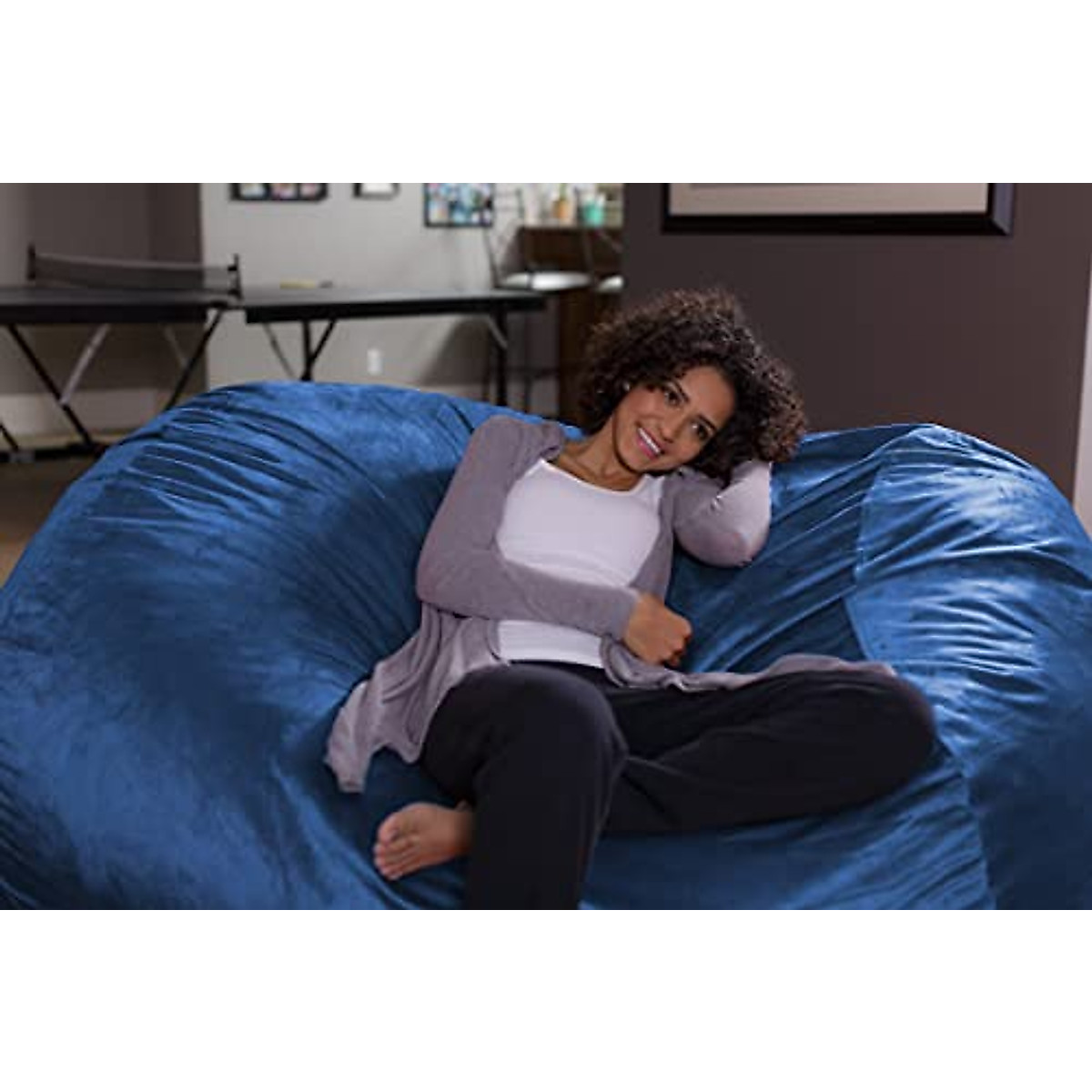 Sofa Sack - Plush Bean Bag Sofas with Super Soft Microsuede Cover - XL Memory Foam Stuffed Lounger Chairs For Kids, Adults, Couples - Jumbo Bean Bag Chair Furniture - Royal Blue 6'