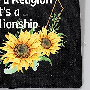 MBMSO Jesus Tote Bag It's Not a Religion It's a Relationship Shoulder Bag Christian Sunflower Gifts Religious Shopping Bags (Jesus TB-black)