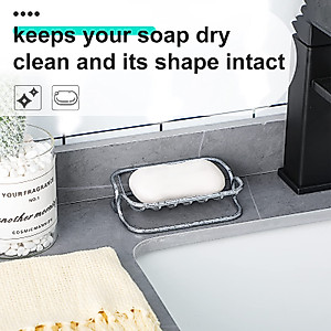 Bar Soap Dish Stainless Steel Shower Soap Holder Rust Proof Metal Soap Holder Self Draining Soap Sponge Holder Shelf Tray for Shower Bathroom Kitchen Sink