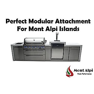 Mont Alpi MA-KEG Stainless Steel Outdoor Rated 3 Beer Tap Kegerator Keg Center Refrigerator Module w/Digital Display + White Granite Countertop - Holds 3 Pony Kegs - Fits Island Grills
