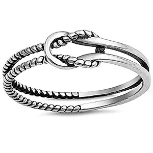 Jude Jewelers Stainless Steel Vintage Style Knotted Wave Promise Ring (Silver, 9)