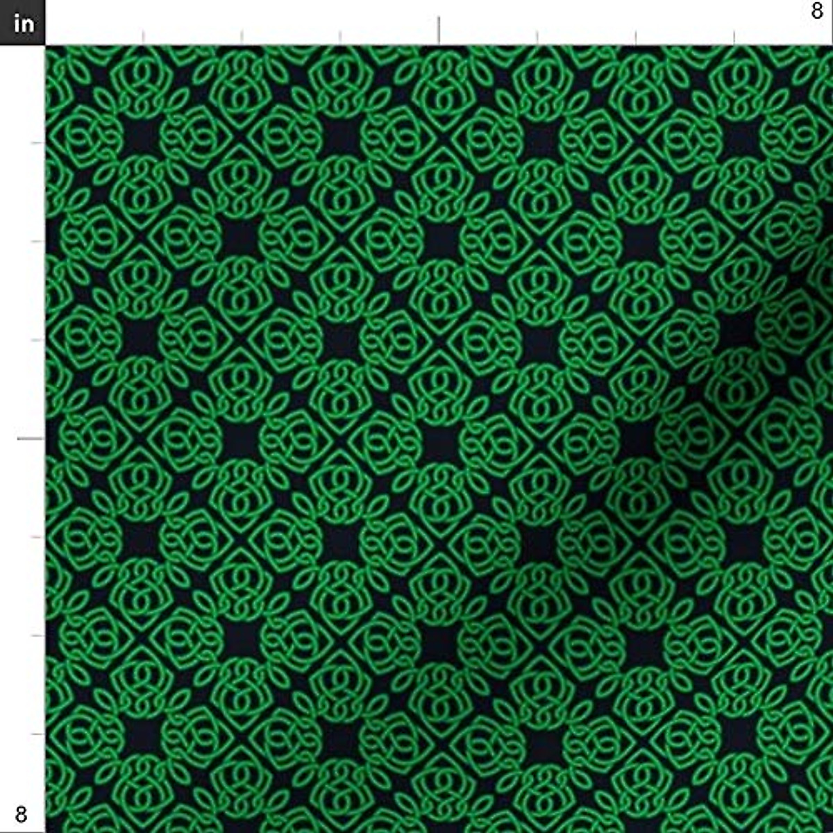 Spoonflower Fabric - Green Black Celtic Knots Printed on Chiffon Fabric by The Yard - Sewing Fashion Apparel Dresses Home Decor