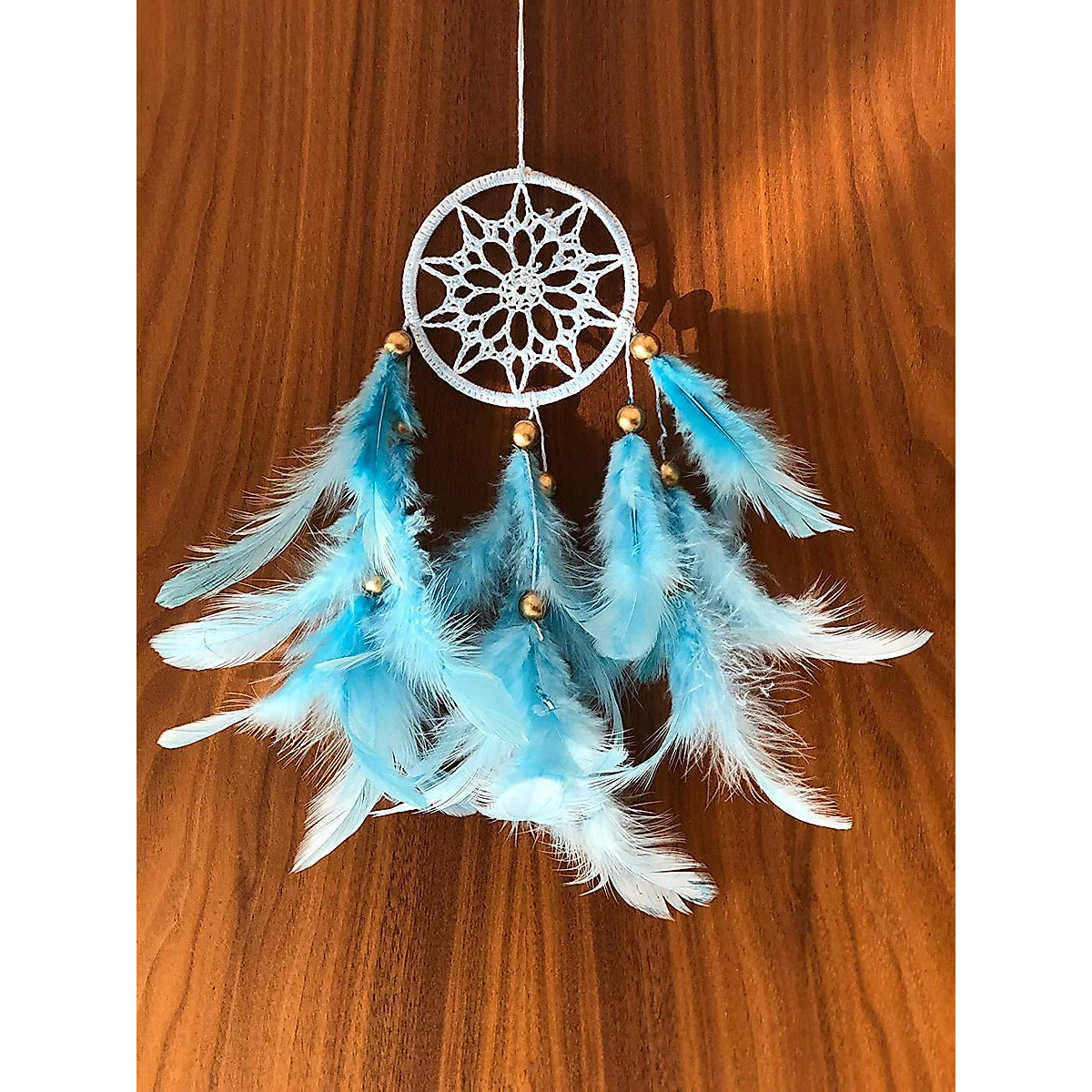 Rooh Dream Catcher ~ Baby Blue Crochet~ Handmade Mandala Hangings for Positivity (Used as Home Décor Accents, Wall Hangings, Garden, Car, Outdoor, Bedroom, Key Chain, Meditation Room, Yoga Temple)