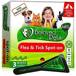 Flea and Tick Prevention for Dogs & Cats, Ferret - Natural Flea Treatment & Home Pest Control - Topical Flea & Mosquito Repellent for Puppy & Kitten - 3 Drops for Small and Extra Large Pet