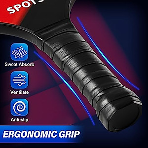 SPOTSKI Pickleball Paddles, Pickleball Set with 4 Lightweight Wood Pickleball Paddles, 4 Outdoor & Indoor Pickleball Balls, 4 Cooling Towels and Carrying Bag, Pickleball Racquets for Men Women