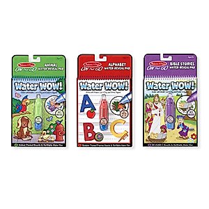 Melissa & Doug On the Go Water Wow! Reusable Water-Reveal Activity Pads,3-pk, Animals, Alphabet, Bible Stories
