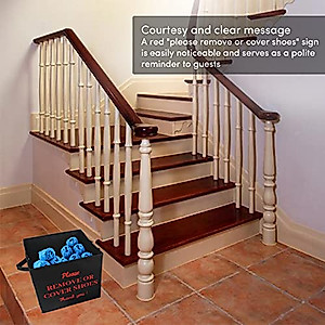 ORLANG Shoe Cover Box, Large Foldable Shoe Cover Holder for Realtors and Open House, Holds over 100 Disposable Shoe Covers, with Please Remove Or Cover Shoes Sign, Black(1 Pack)