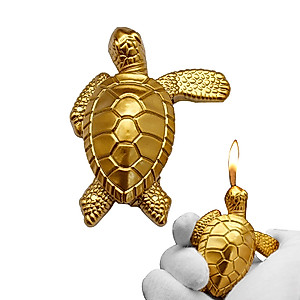 Torch Lighter, Creative Desktop Golden Turtle Butane Lighter, Cool Portable Gas Lighter, Adjustable Soft Flame Lighter, Refillable Butane Lighter for Outdoor Indoor Men Boyfriends Gift(Turtle)