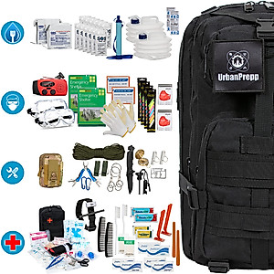 UrbanPrepp Complete 72 Hour Survival Kit - 2 Person Survival Kits, Deluxe Bug Out Bag, Emergency Bugout Backpack for Floods, Blackout, Disaster Preparedness Earthquake Supplies, Survival Pack