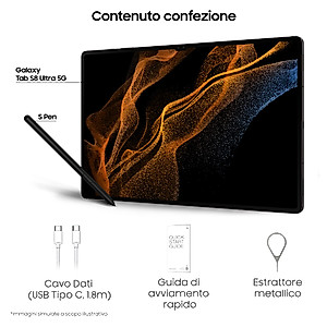 Samung Galaxy Tab S8 Ultra 5G WiFi+LTE Factory Unlocked Tablet SM-X906B 14.6 Inch, 512 GB Internal Memory, 16 GB RAM, Android Tablet Including S Pen EU/UK Model International Version - Graphite